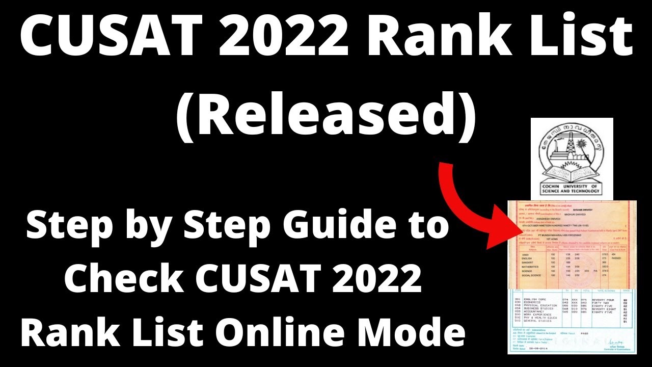 CUSAT 2022 Rank List (Released) - How to Check Officially CUSAT 2022 ...