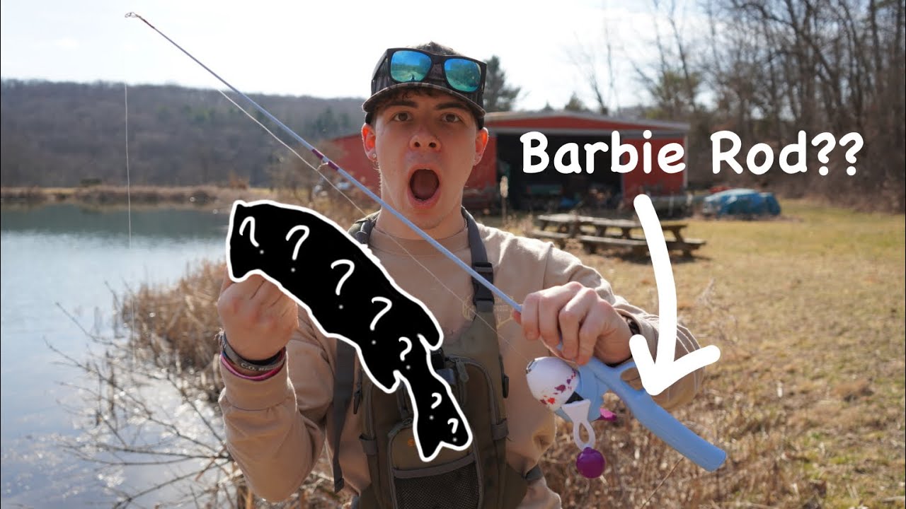 Fishing with a BARBIE ROD!! (the bass couldn’t resist) - YouTube