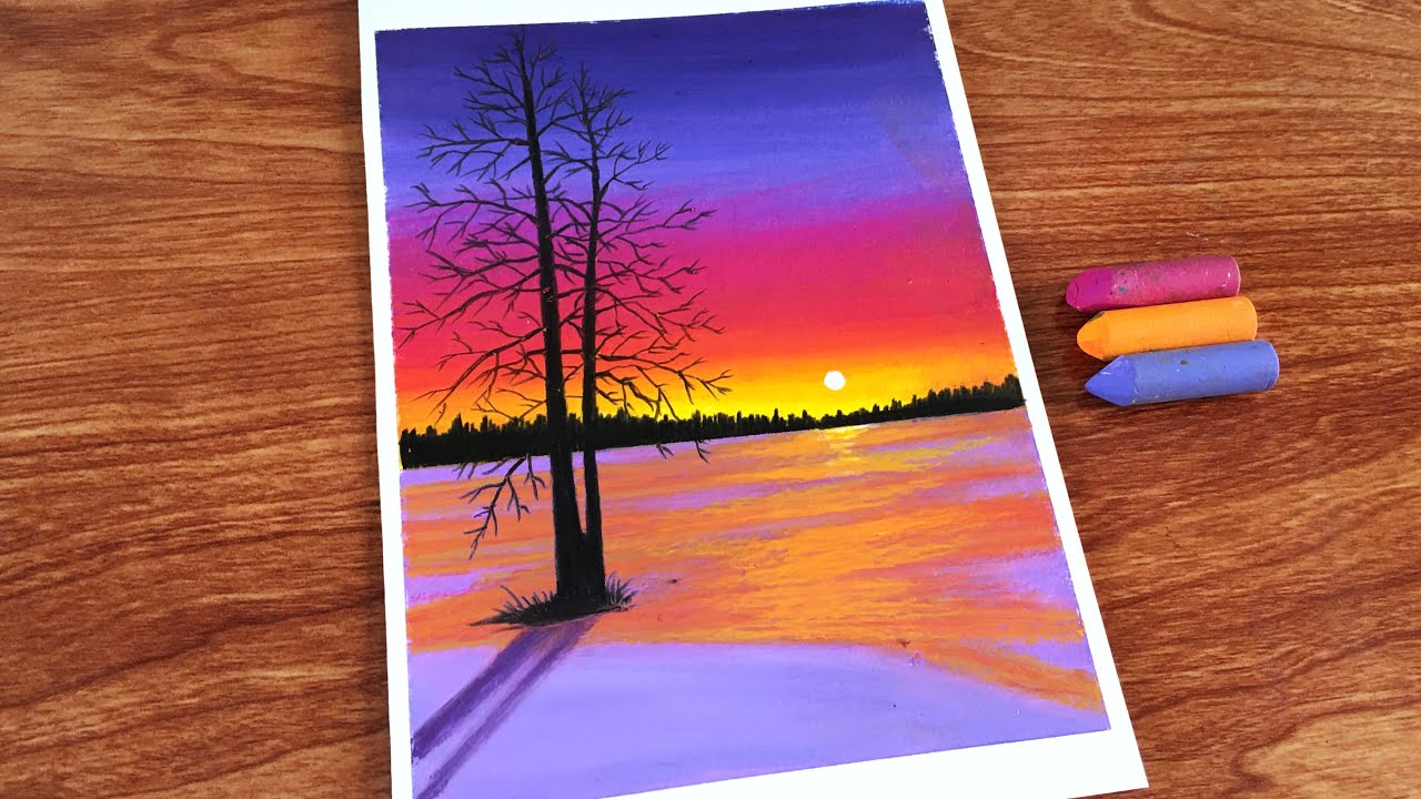 Oil Pastel Winter Scene Painting for beginners | Oil Pastel Drawing ...