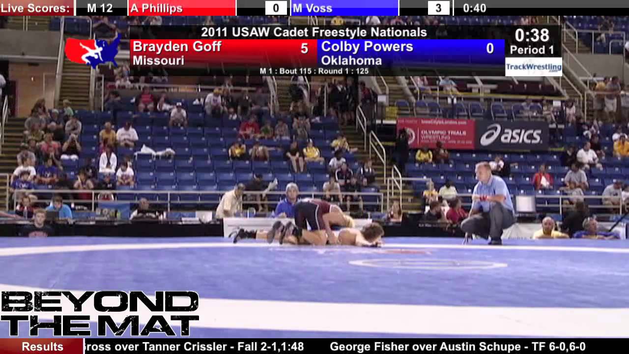 Cadet Freestyle 125 - Brayden Goff (MO) vs. Colby Powers (OK) - YouTube