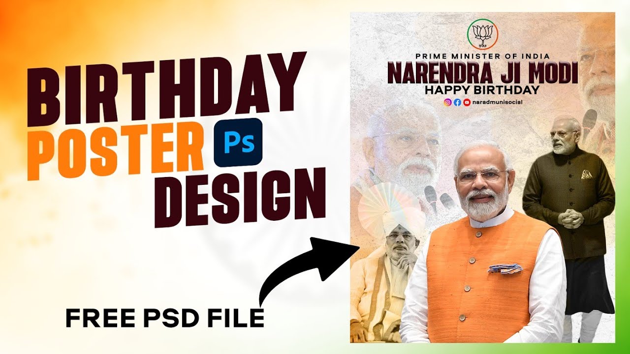 Narendra Modi Birthday Poster Design In Photoshop | Birthday Poster ...