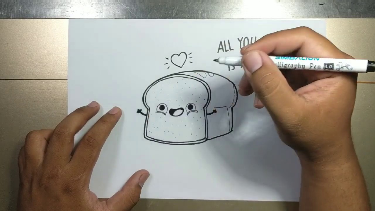 How to draw CUTE BREAD step by step - YouTube