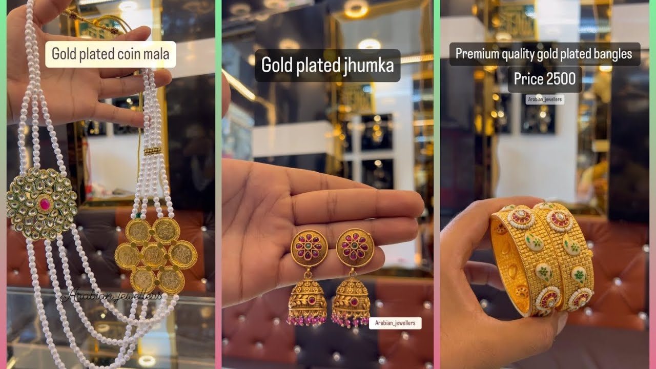 Gold plated coin mala | gold plated jhumka 😍 | Adjustable bangles | 🥰 💥 ...