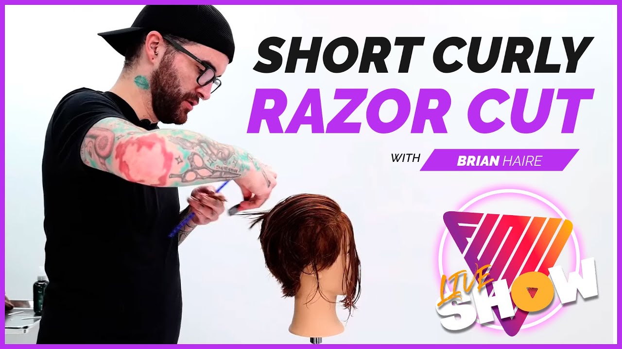 Short Curly Razor Cut | Full Class with Brian Haire - YouTube