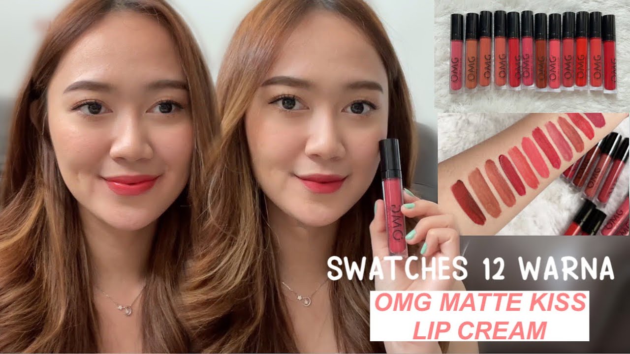 REVIEW 12 SHADES MATTE KISS LIP CREAM OMG | LOCAL BRAND CUMA 25 RIBU ...