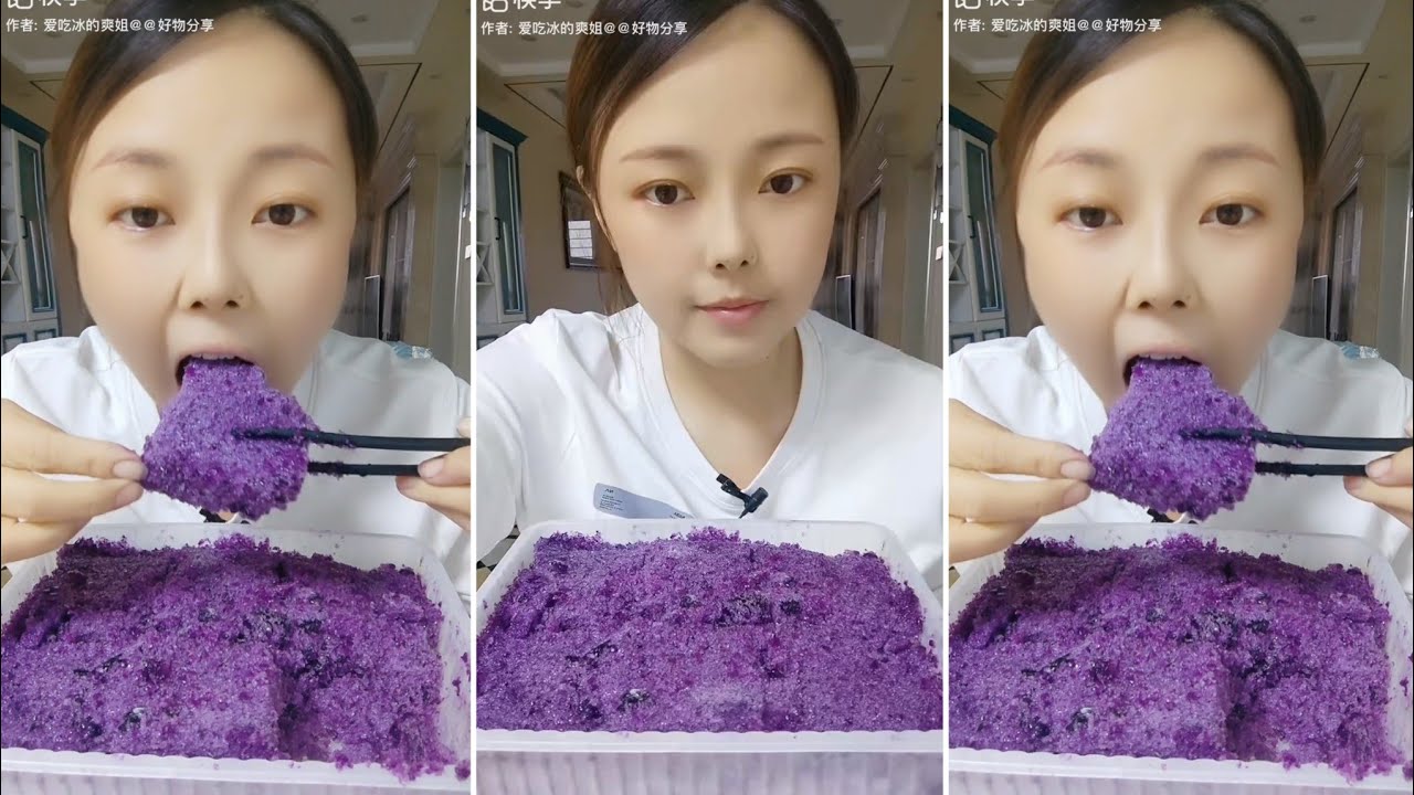 purple shaved ice eating asmr || full video - YouTube