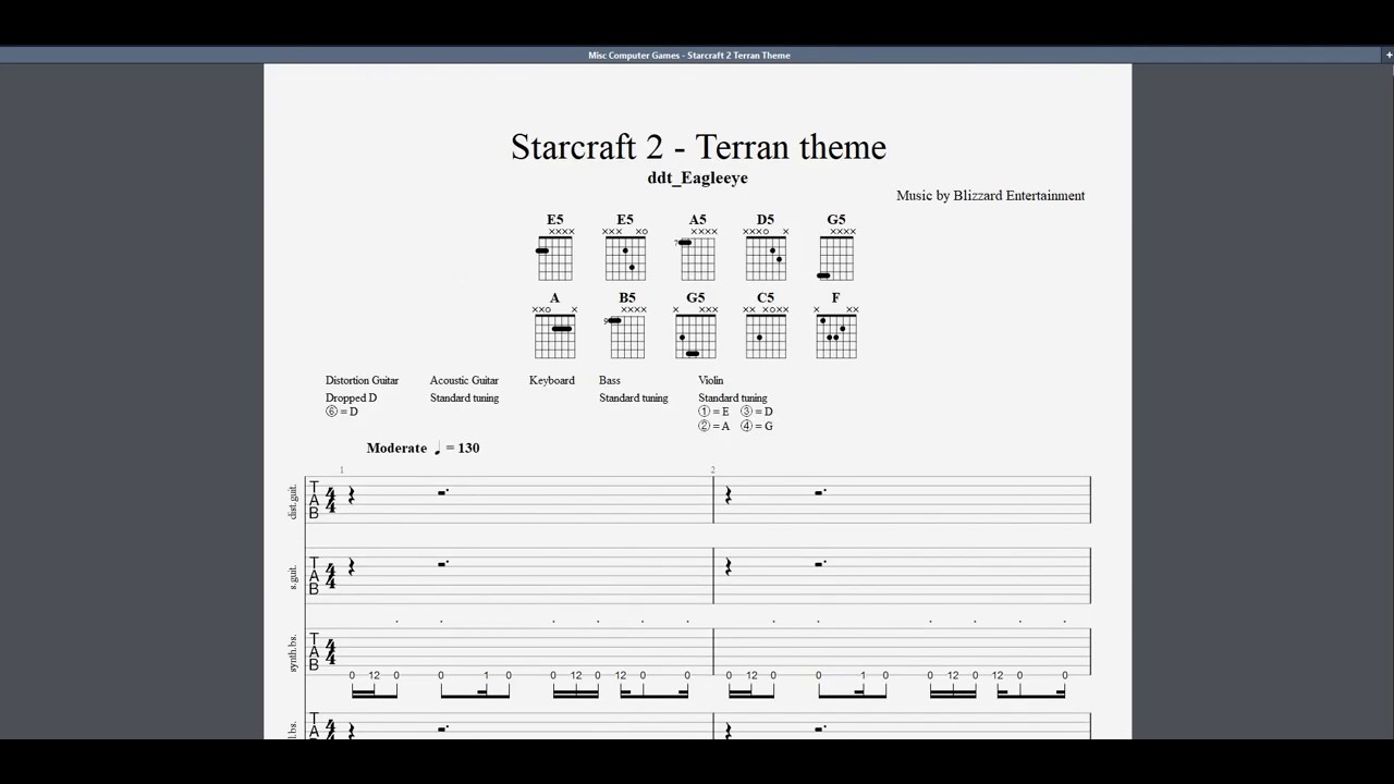 Starcraft 2 Terran Theme Guitar Bass Violin Full Score Youtube 8187