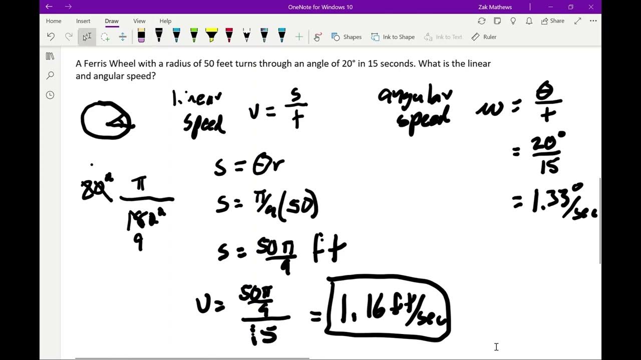 Linear and Angular Speed - YouTube