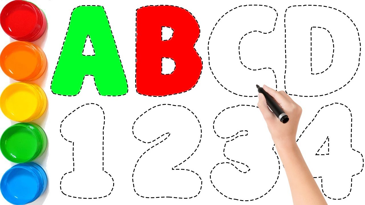 ABCD & 1234 for Children | How to Draw ABCD AND 1234 for Kids | Easy ...