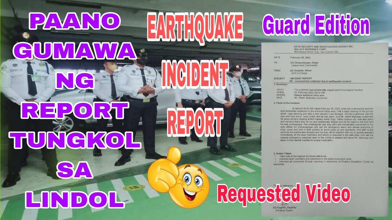 PAANO GUMAWA NG REPORT TUNGKOL SA LINDOL/EARTHQUAKE INCIDENT REPORT ...