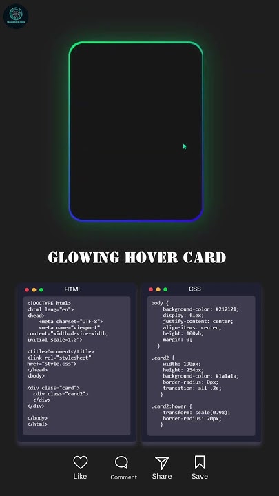Glowing Hover Card.#techszdeveloper#webcode#smartphone#webcoding#programminglanguage#csstrick# ...