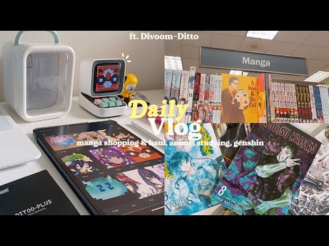 daily vlog 🌼: manga shopping + haul, studying, watching anime[ft. Ditoo Divoom]