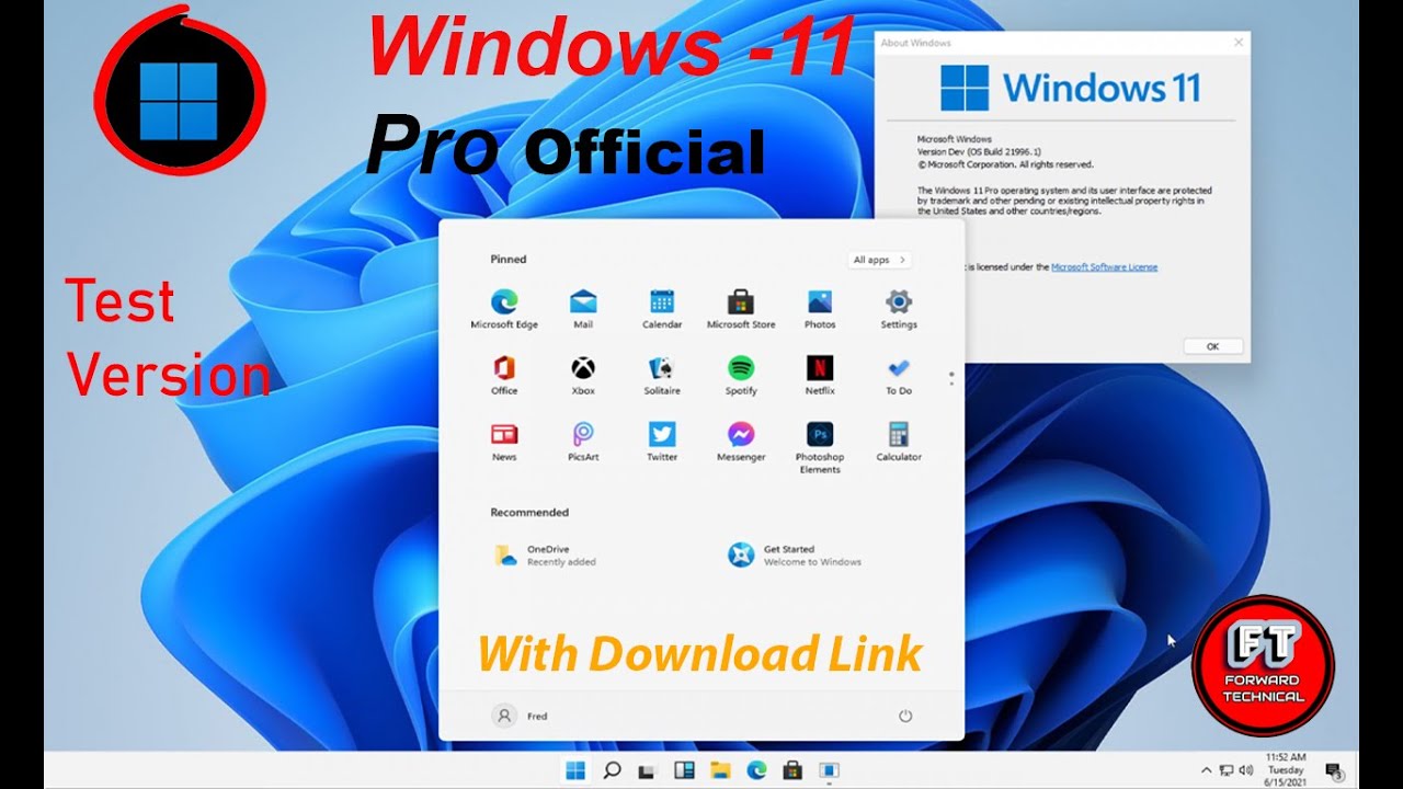🔴 Windows 11 Pro 🔴 The First look || Test Version with download link ...