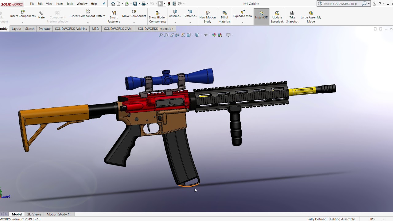 Gun Design and Assembly of M4 Carbine SolidWorks - Introduction - YouTube