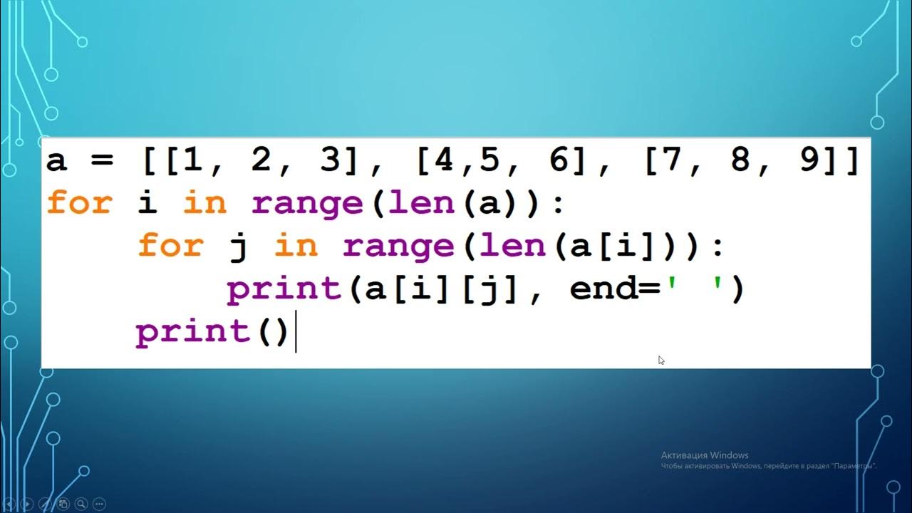 Двумерный массив часть 2 Python 9 класс Youtube
