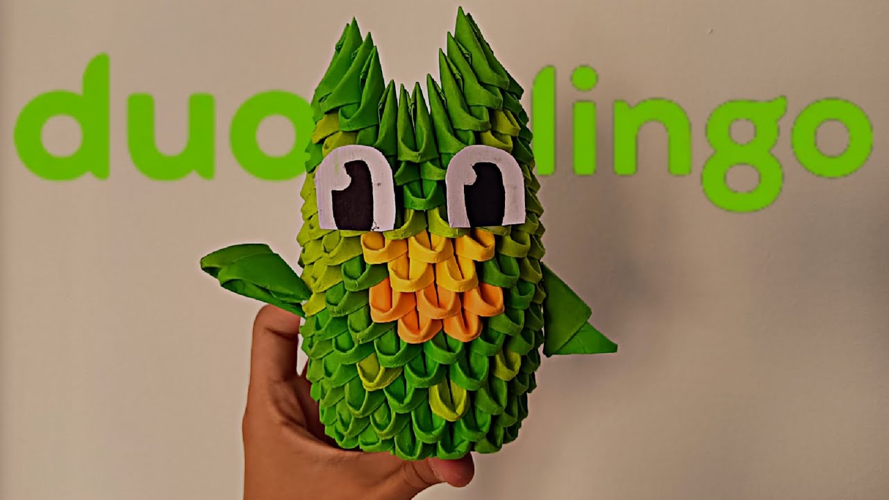 Cómo hacer a Duolingo de papel, en origami 3d 🦉👨‍🏫 Tutorial completo ...