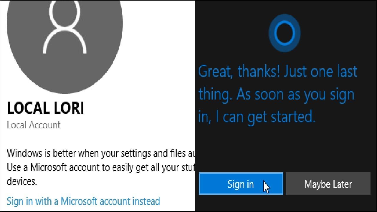How to Use Cortana with a Local User Account in Windows 10 - YouTube