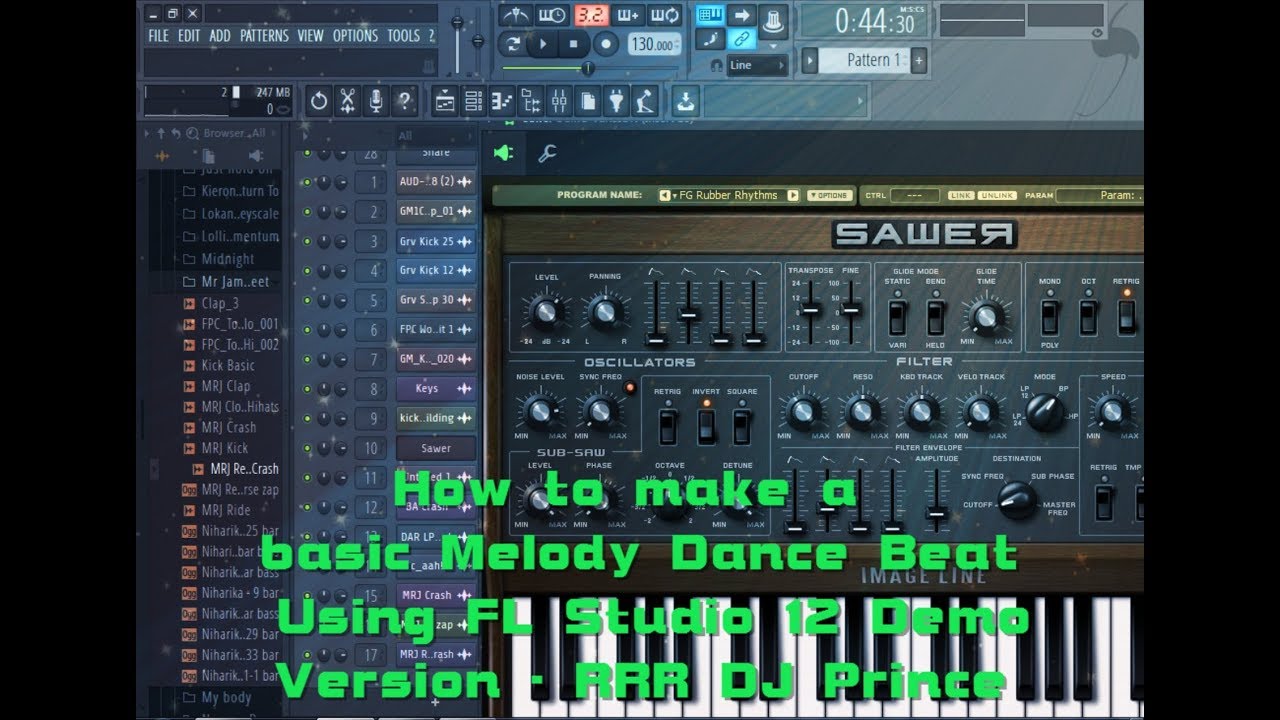 How to make a Basic Melody Dance Beat Using FL Studio 12 (Demo Version) - RRR DJ Prince - YouTube