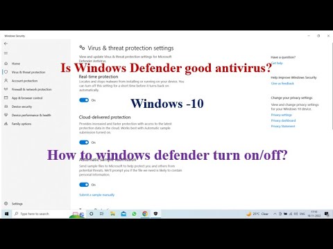 How to Windows Defender Enable/disable in Laptop? || Windows Defender ...