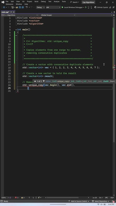 std::unique_copy usage example - C++. #cpp #programming #coding #algorithms - YouTube