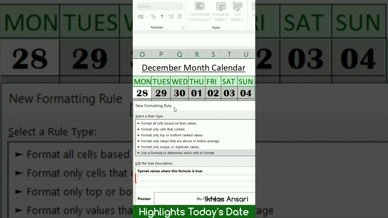 howto Highlight Today s Date In Excel Calendar shorts YouTube howto Highlight Today s Date In Excel Calendar shorts YouTube