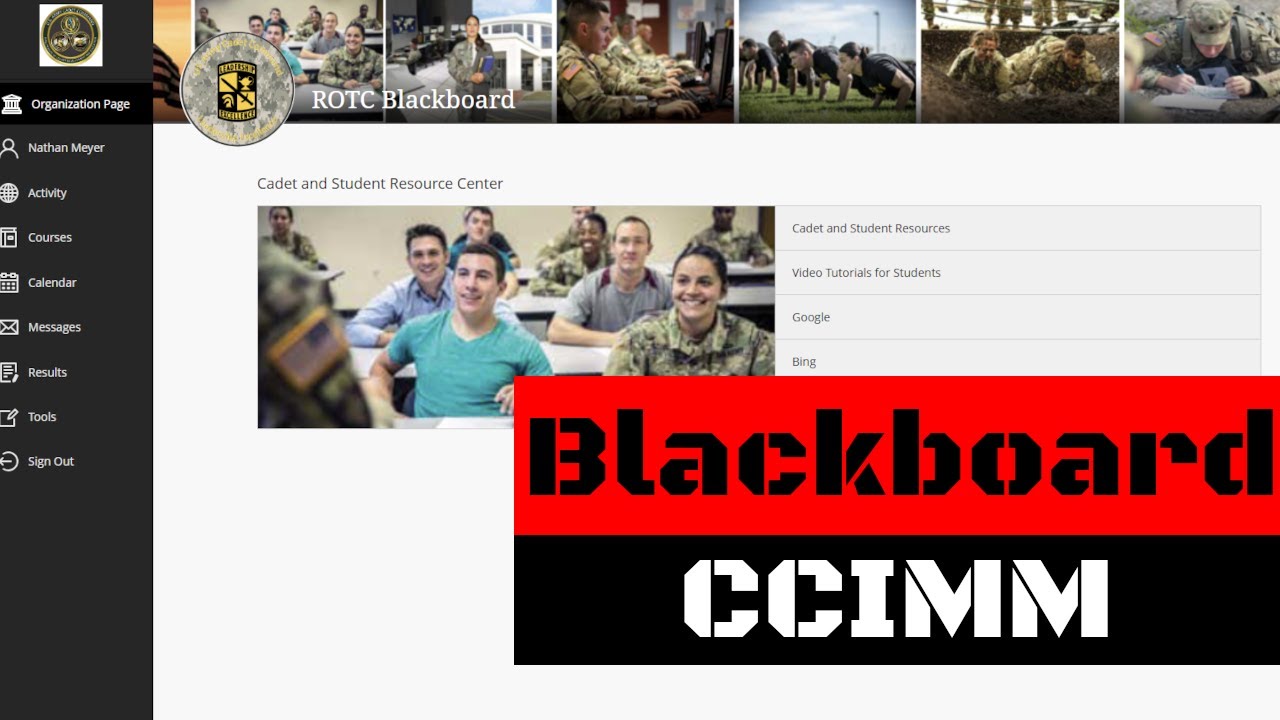 Blackboard and CCIMM for ROTC Cadets - YouTube