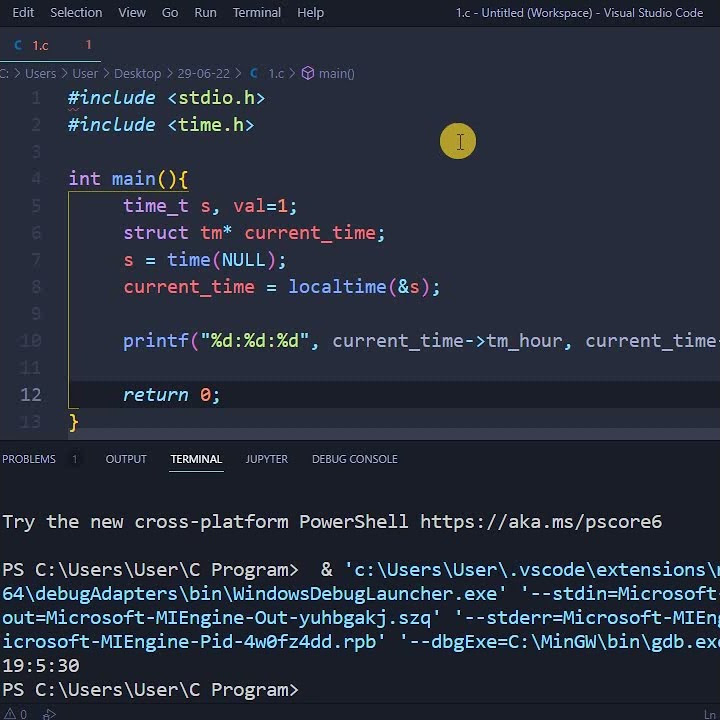 Clock in C language - YouTube
