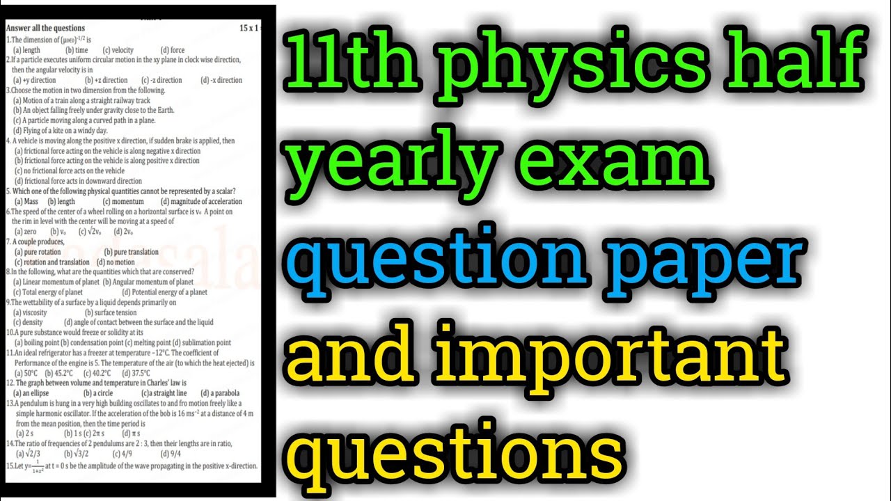 11th Physics Half Yearly Exam Question Paper 11th Physics Half 11th-physics-half-yearly-exam-question-paper-11th-physics-half