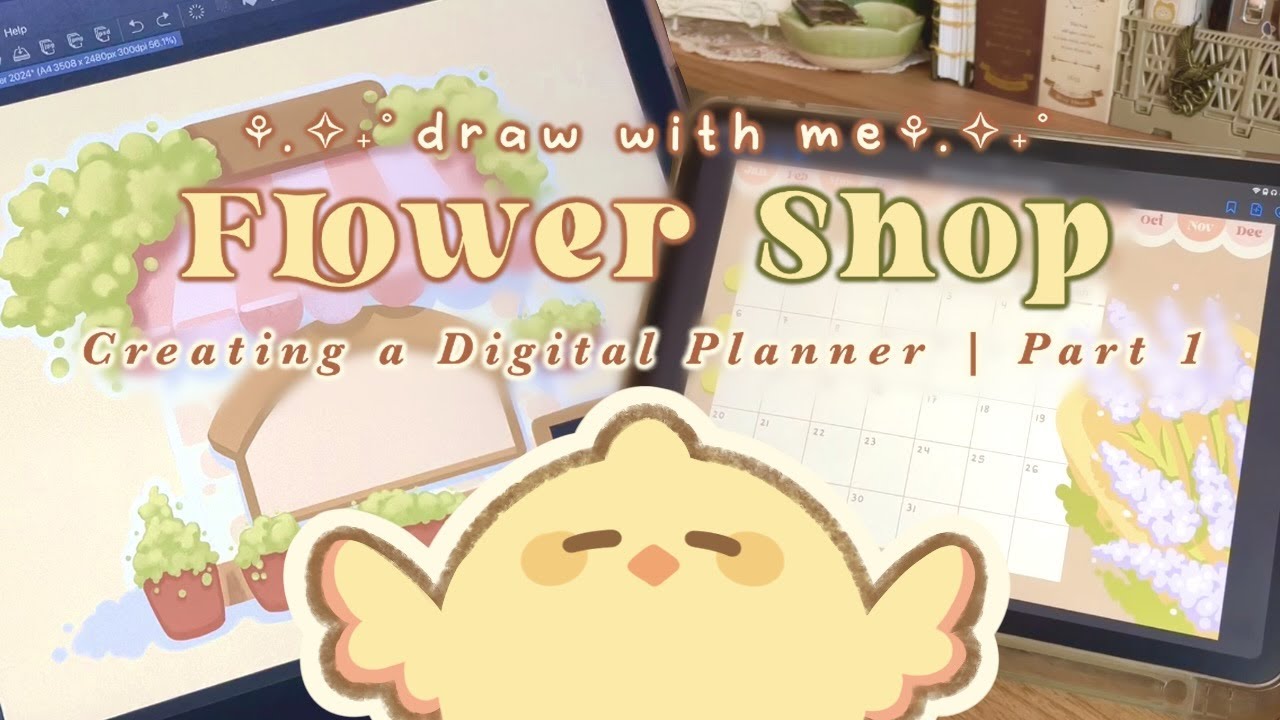 cozy art studio vlog °˖ 🌼 draw with me, creating a digital planner ...