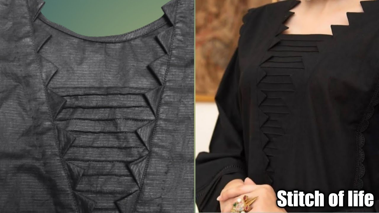 Beautiful Trendy Neck Design With Fabric Triangles || V Shape Neck ...