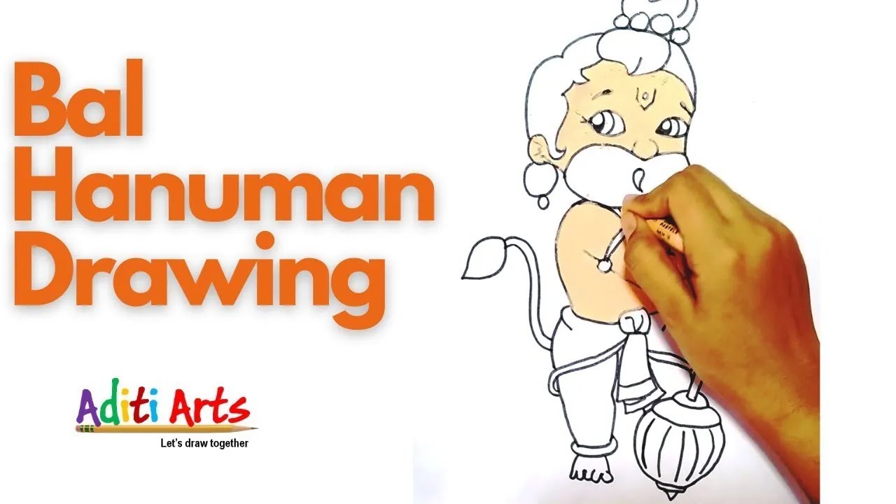 How to draw Bal Hanuman | Bal Hanuman Drawing for Kids | Bal Hanuman ...