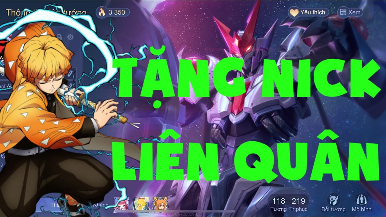 Tặng Nick Liên Quân Skin SSS, 219 Trang Phục - YouTube