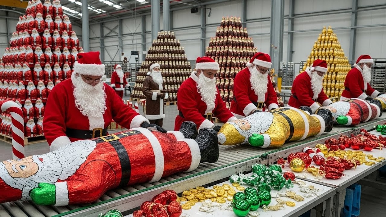 Inside the Factory: How Hollow Chocolate Santas Are Mass Produced (Full ...