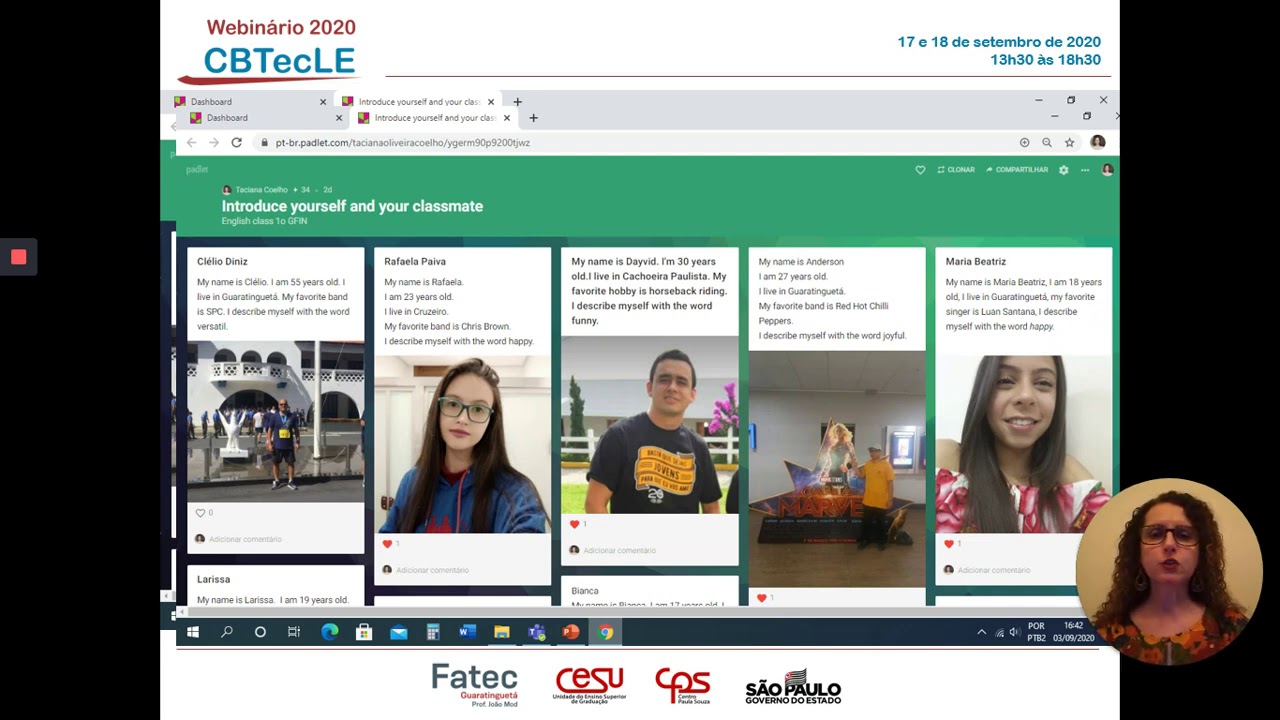 Introduce yourself and your classmate - relato de experiência - YouTube
