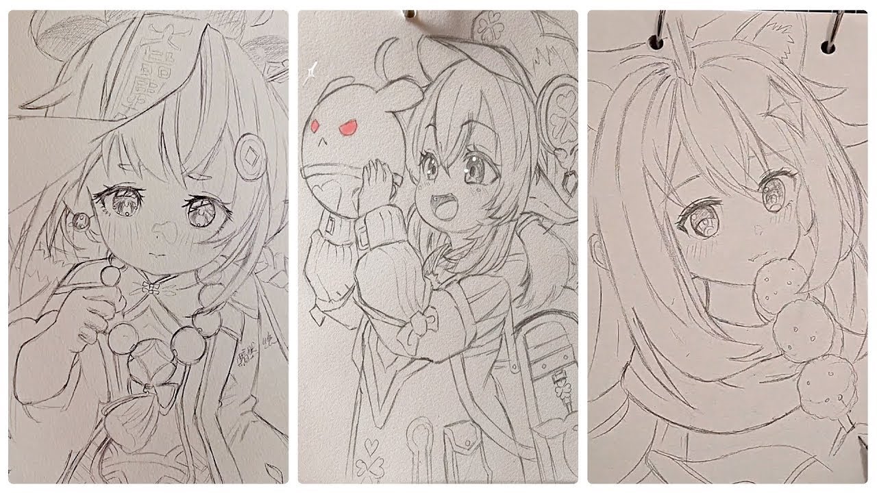 Drawing anime super cute Genshin Impact characters | Draw so easy Anime ...
