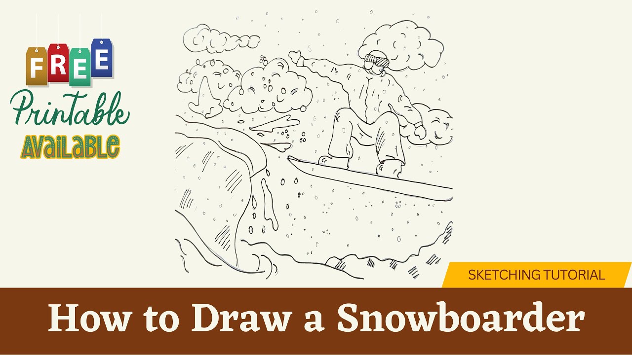 How to Draw a snowboarder - sketching tutorial || Complete and easy ...