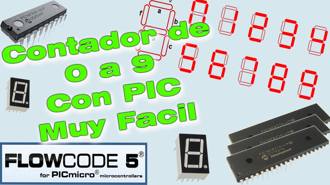 Contador de 0 a 9 con PIC Fácil | Flowcode (sin saber programar) #4 - YouTube