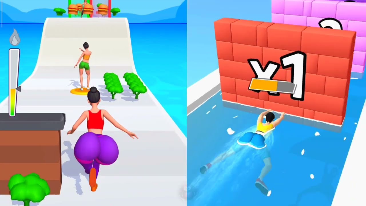 Swimming Pool Race VS Twerk Race 3D Running Game | Max level Gameplay ...