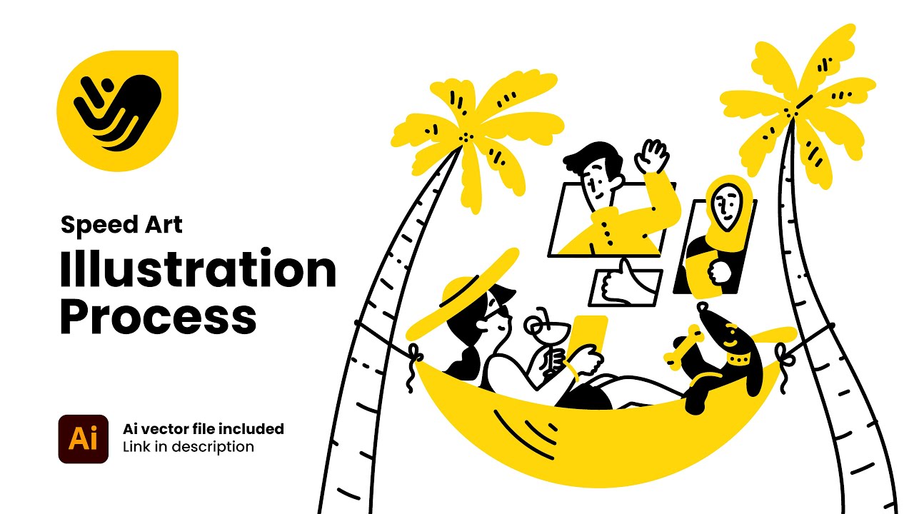 Remote Works - Vector drawing illustration speed art || Adobe ...