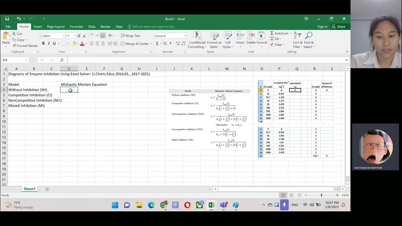 64091763_ณัฎฐณิชา มาพิทักษ์ week3_Diagnosis of Enzyme Inhibition Using Excel Solver - YouTube