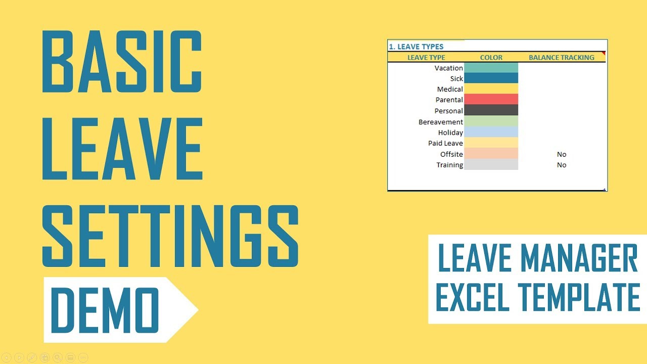 Employee Leave Manager Excel Template - Basic Settings - YouTube