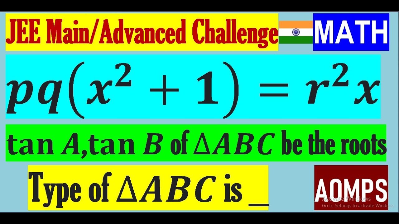 If tan⁡A and tan⁡B of ∆ABC are the roots of the equation pq(x^2+1)=r^2 ...