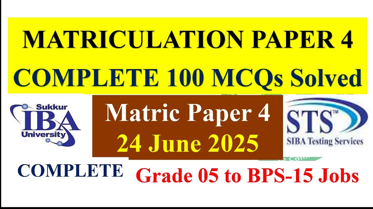 STS IBA Screening Test Matriculation Paper 4 24-6-2025 | STS Grade 05 ...