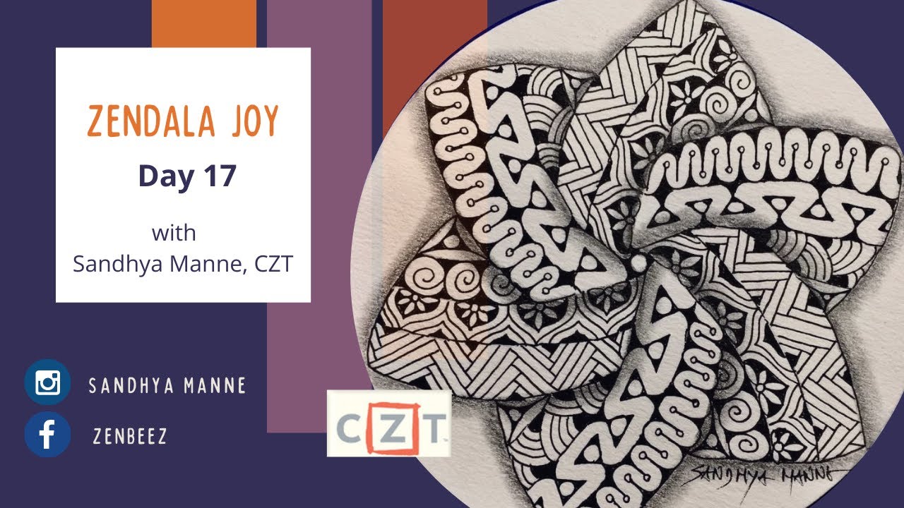 ZENDALA JOY Day 17 - String 2, exploring Zentangle® and Mandala - YouTube