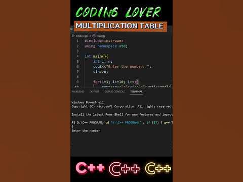 Multiplication table in c++ language | program #pythonturtle #clanguage #code #java - YouTube