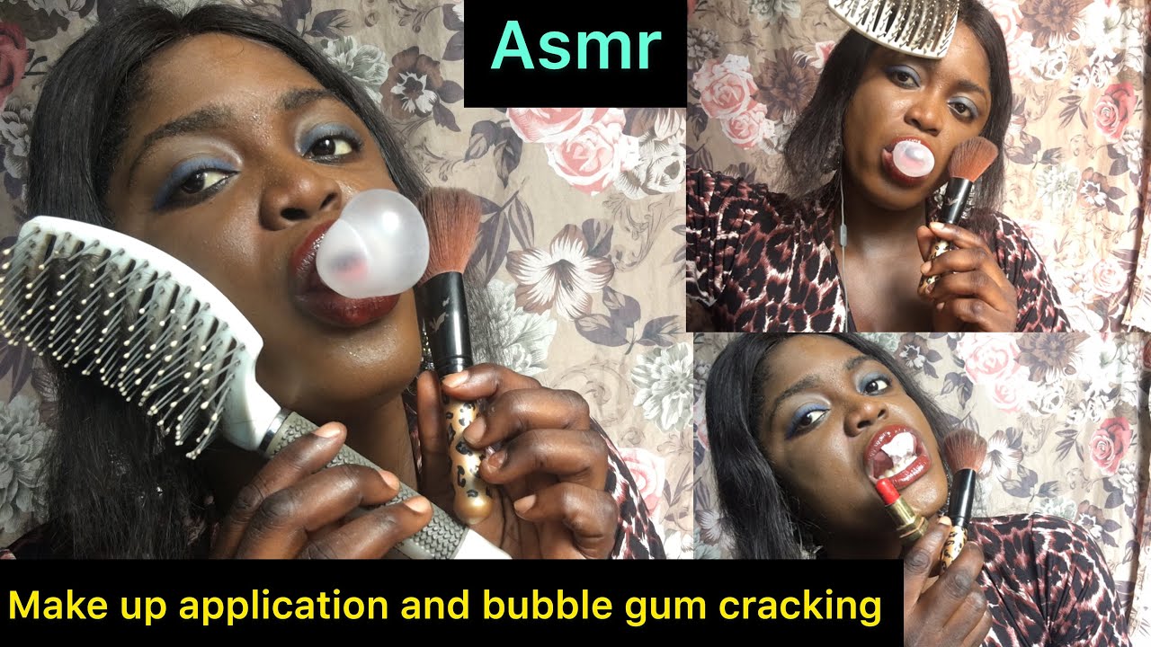 {ASMR} LIGHT MAKE UP APPLICATION AND BUBBLE GUM CRACKING #asmr Best ...