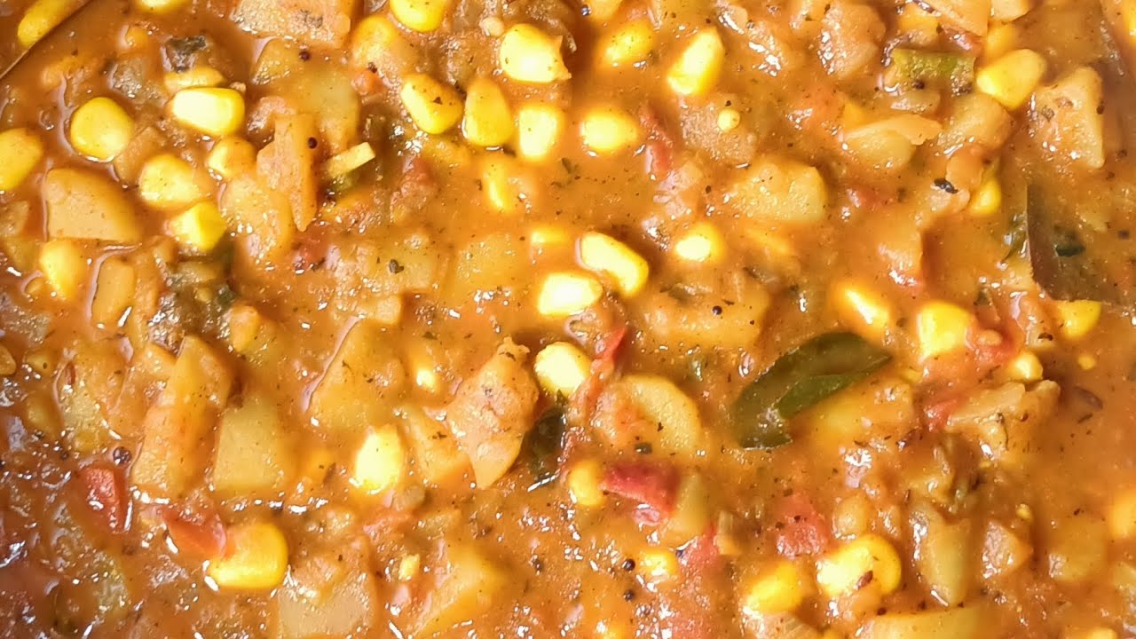 Sweet Corn Potato Gravy curry | Aloo corn masala recipe | Side dish for ...