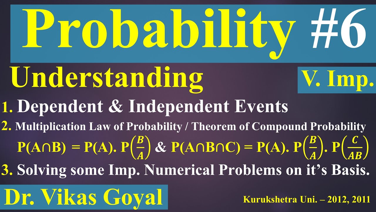 Probability #6 (V.Imp.) | Multiplication Law of Probability ...