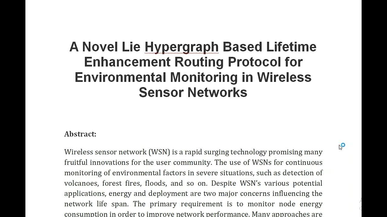 A Novel Lie Hypergraph Based Lifetime Enhancement Routing Protocol for Environmental Monitoring ...
