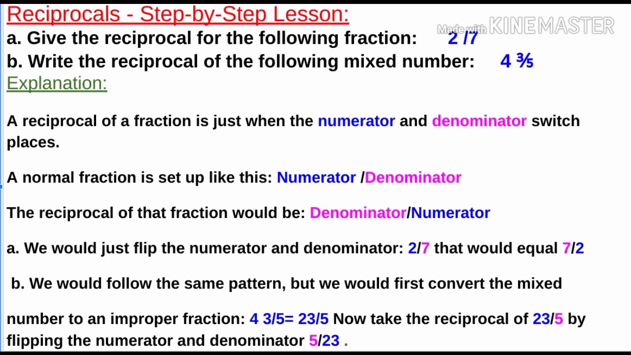 Reciprocal. Step by step lesson. - YouTube